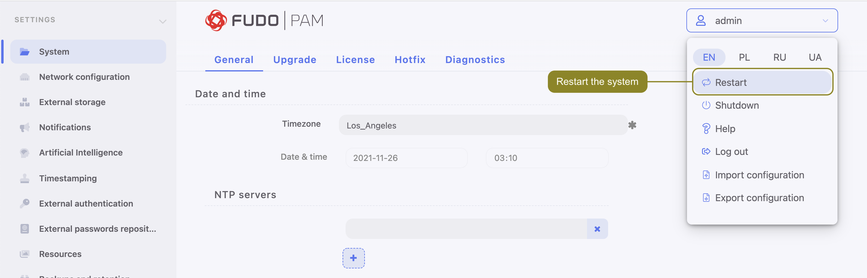 Date and time — Fudo PAM 5.1 - System Documentation