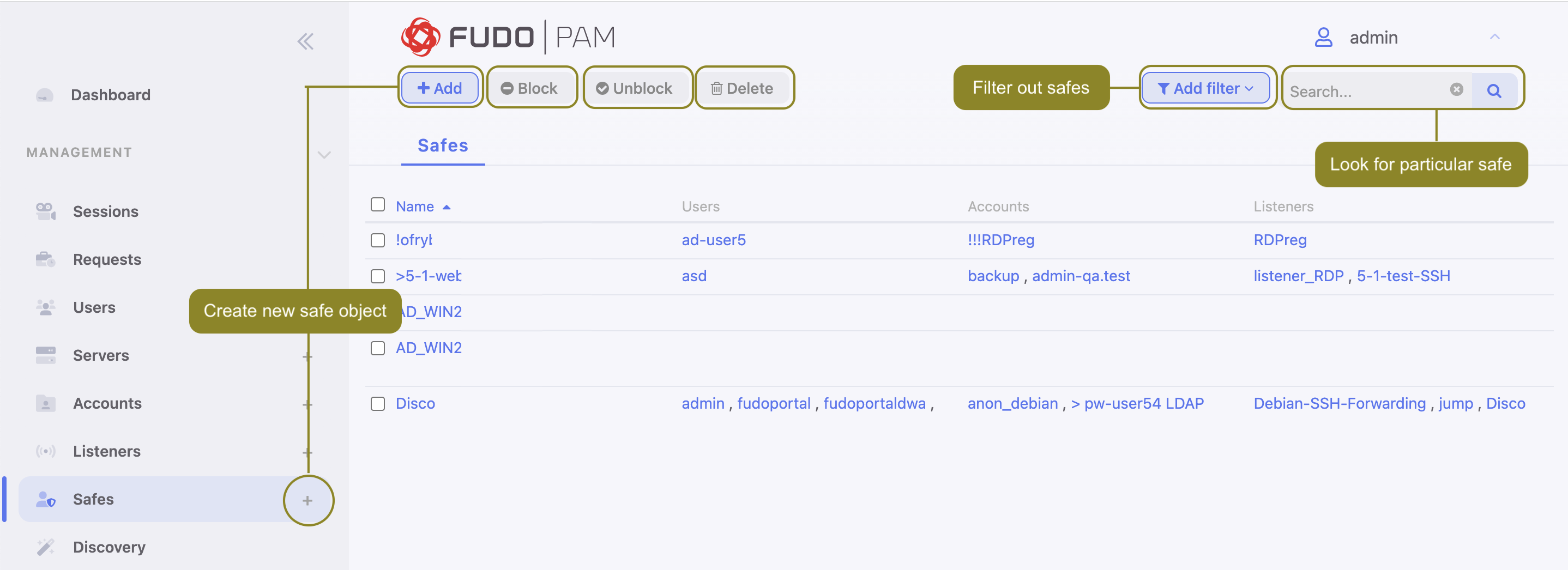 Safes — Fudo PAM 5.1 - System Documentation