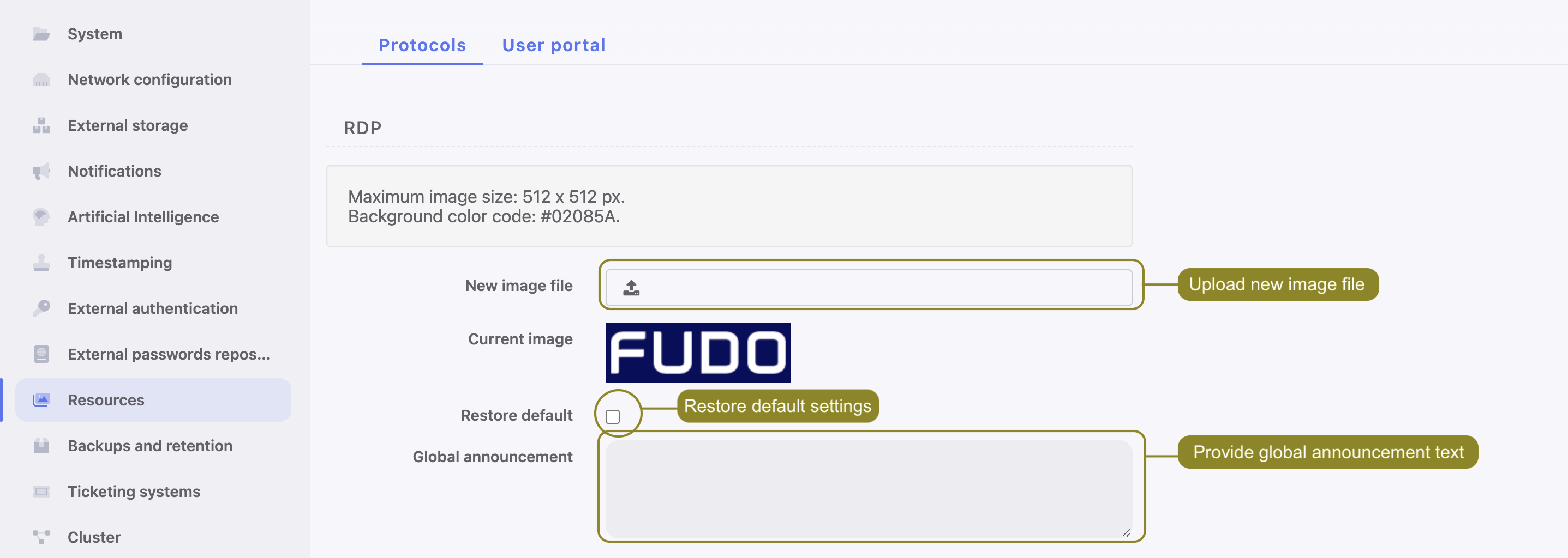 RDP/VNC login screen configuration — Fudo PAM 5.2 - System Documentation