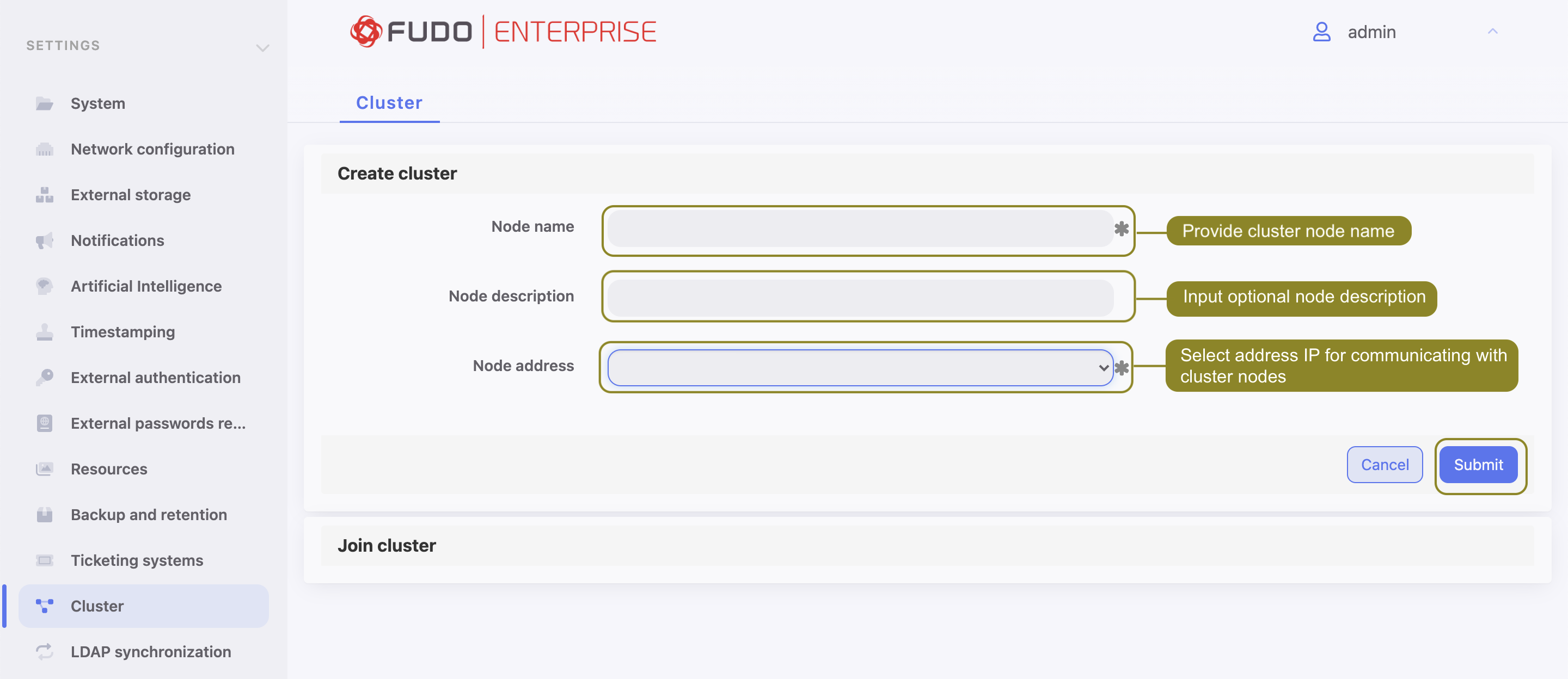 Initiating Cluster — Fudo Enterprise 55 System Documentation