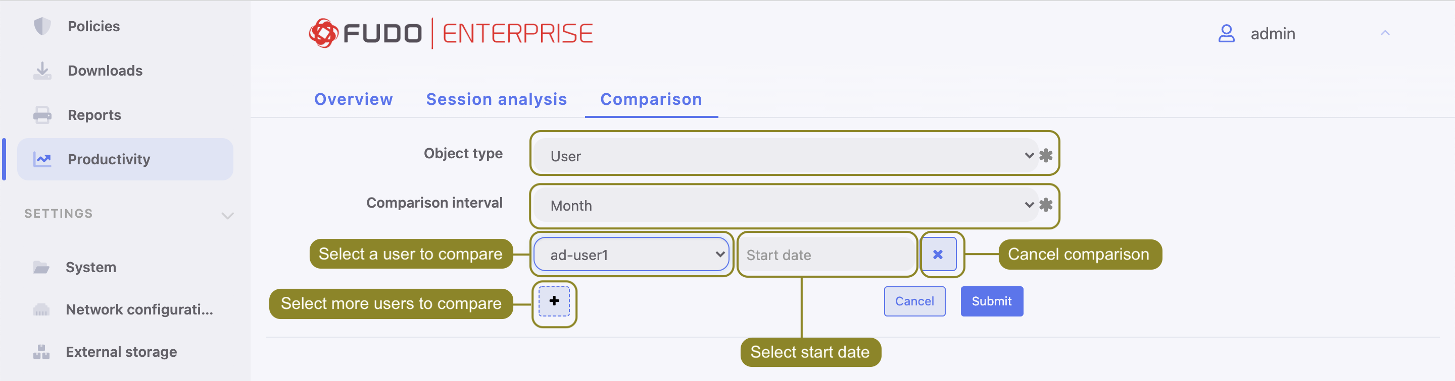 Activity comparison — Fudo Enterprise 5.5 - System Documentation