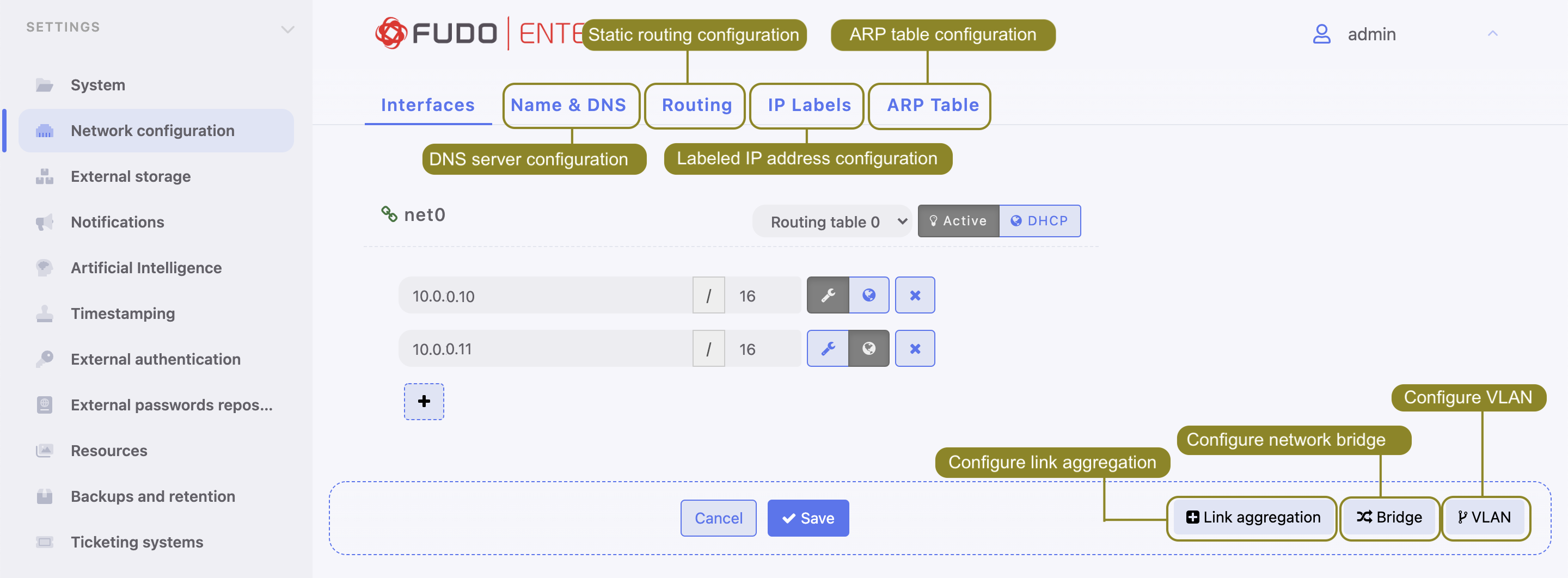 Network Settings — Fudo Enterprise 55 System Documentation