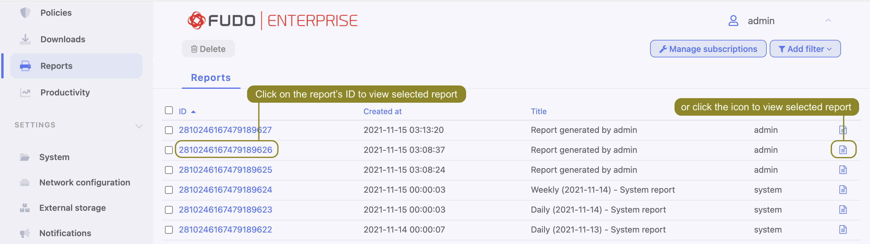 Reports — Fudo Enterprise 55 System Documentation