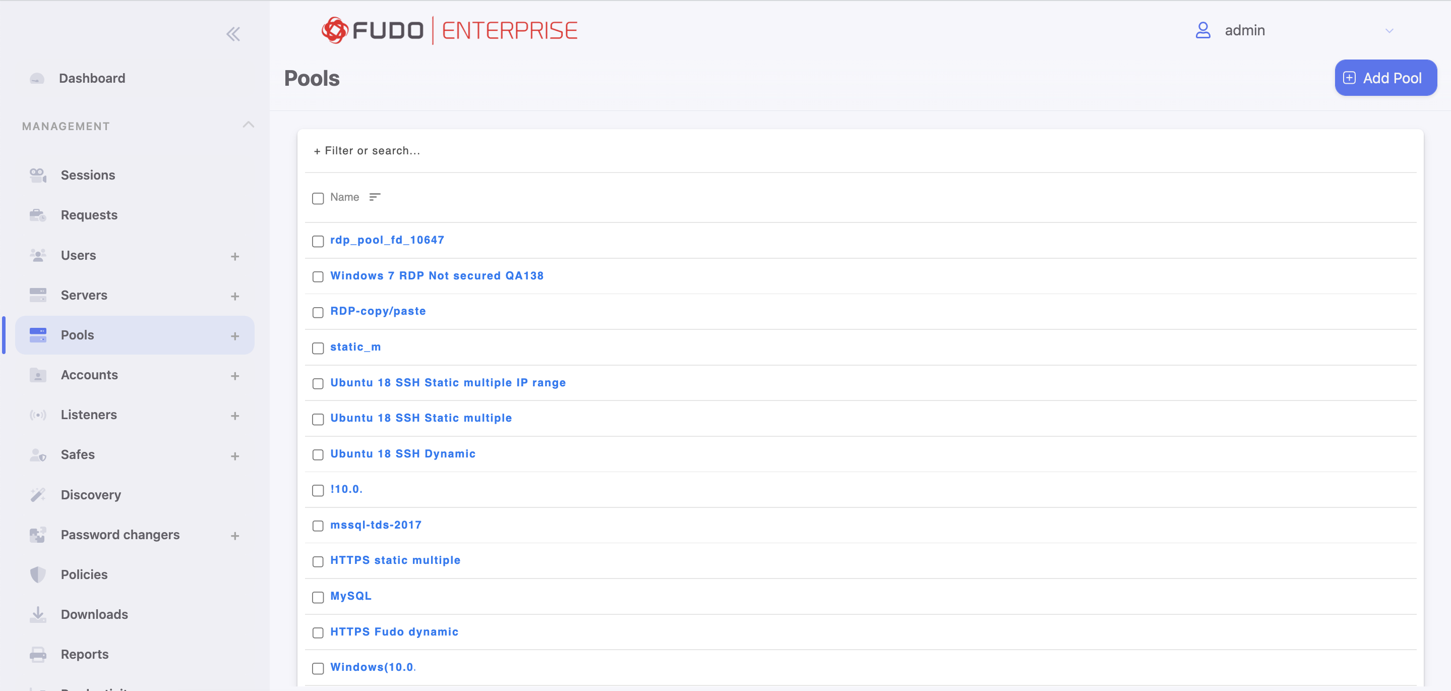 Pools — Fudo Enterprise 5.5 - System Documentation