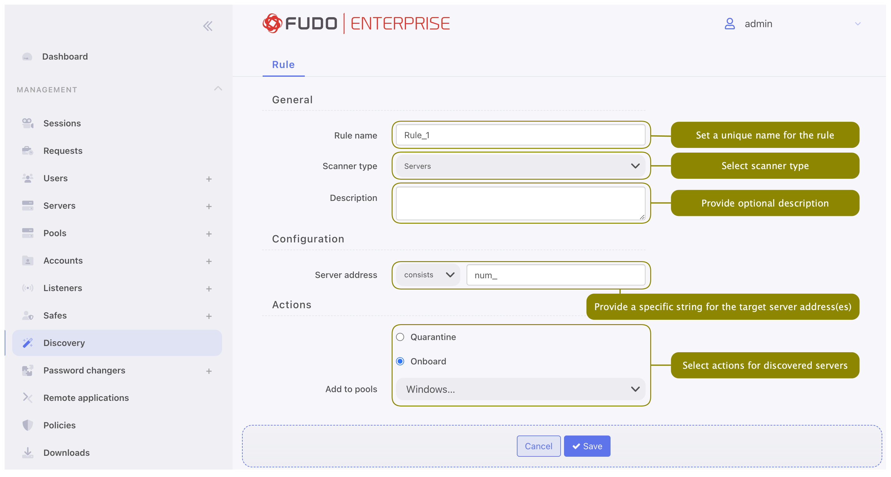 Creating A Rule For Servers — Fudo Enterprise 5 5 System Documentation
