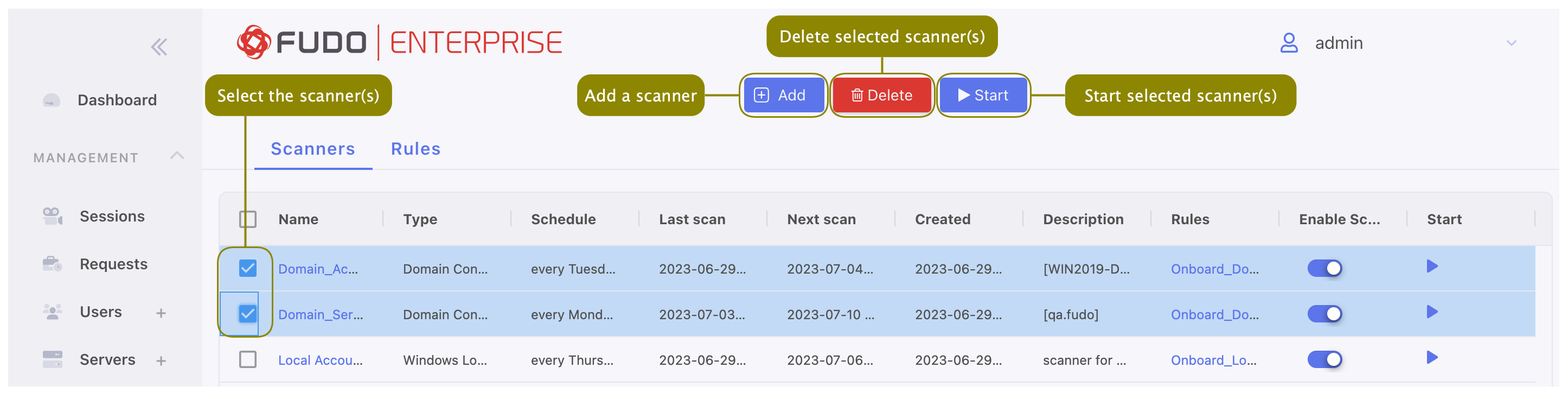 Managing scanners — Fudo Enterprise 5.5 - System Documentation
