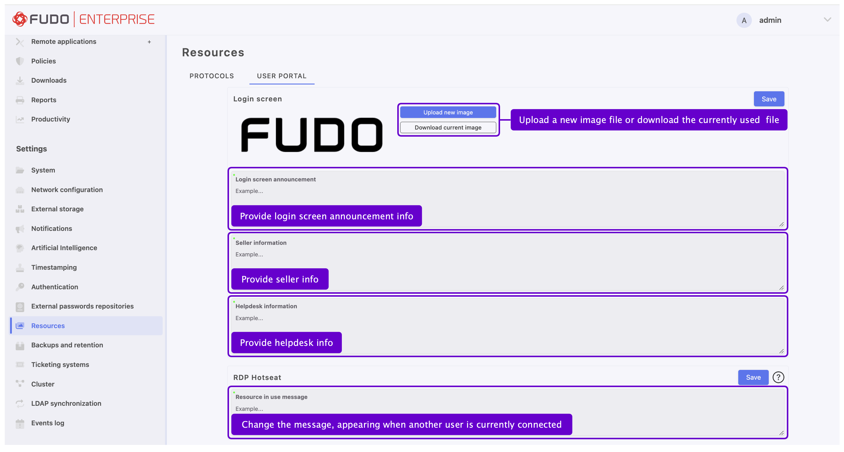 User Portal Configuration — Fudo Enterprise 55 System Documentation