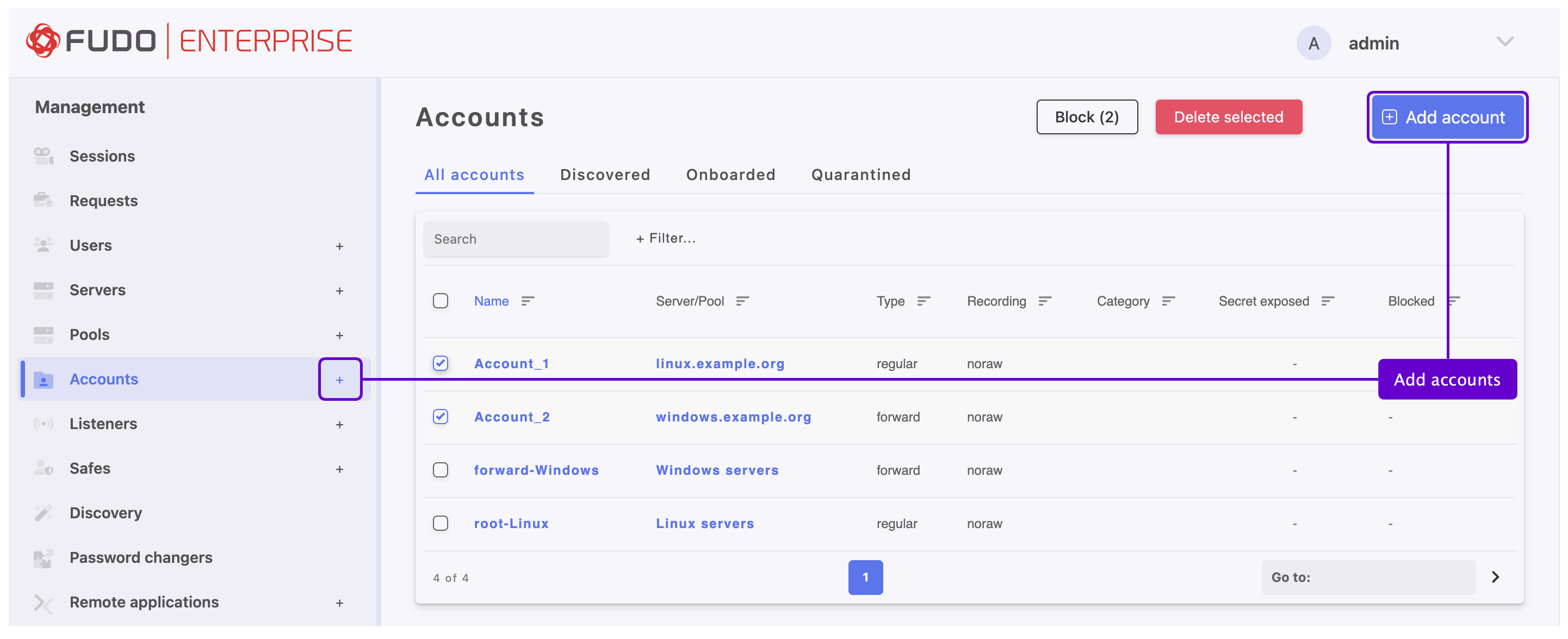 Creating An Anonymous Account — Fudo Enterprise 56 System Documentation
