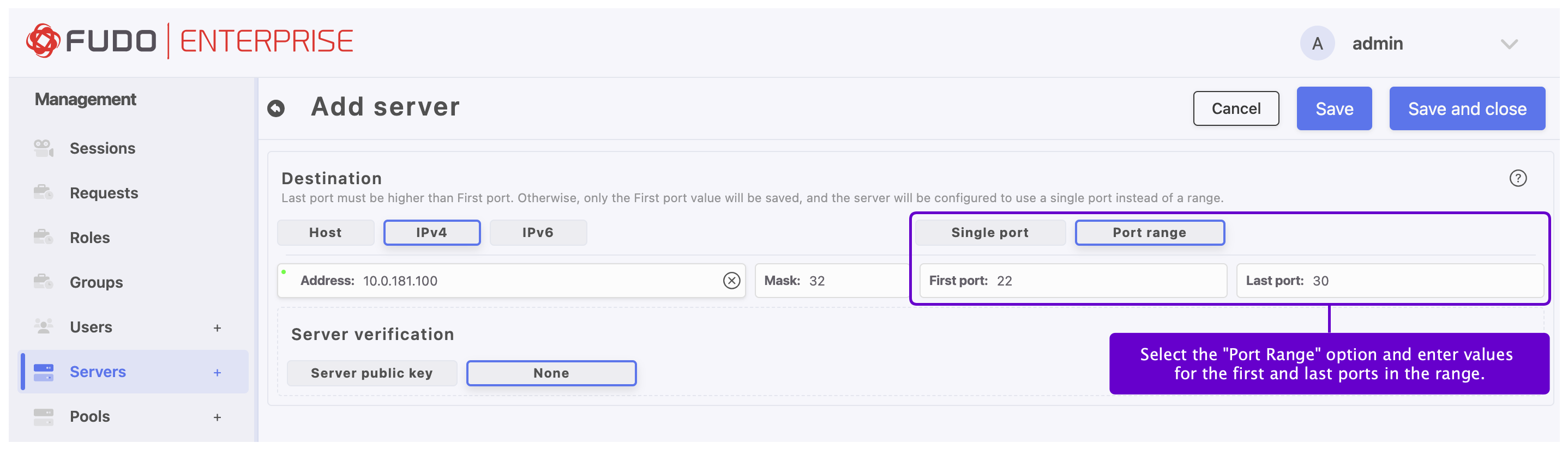 Port Ranges in Server Configuration — Fudo Enterprise 5.6 - System ...