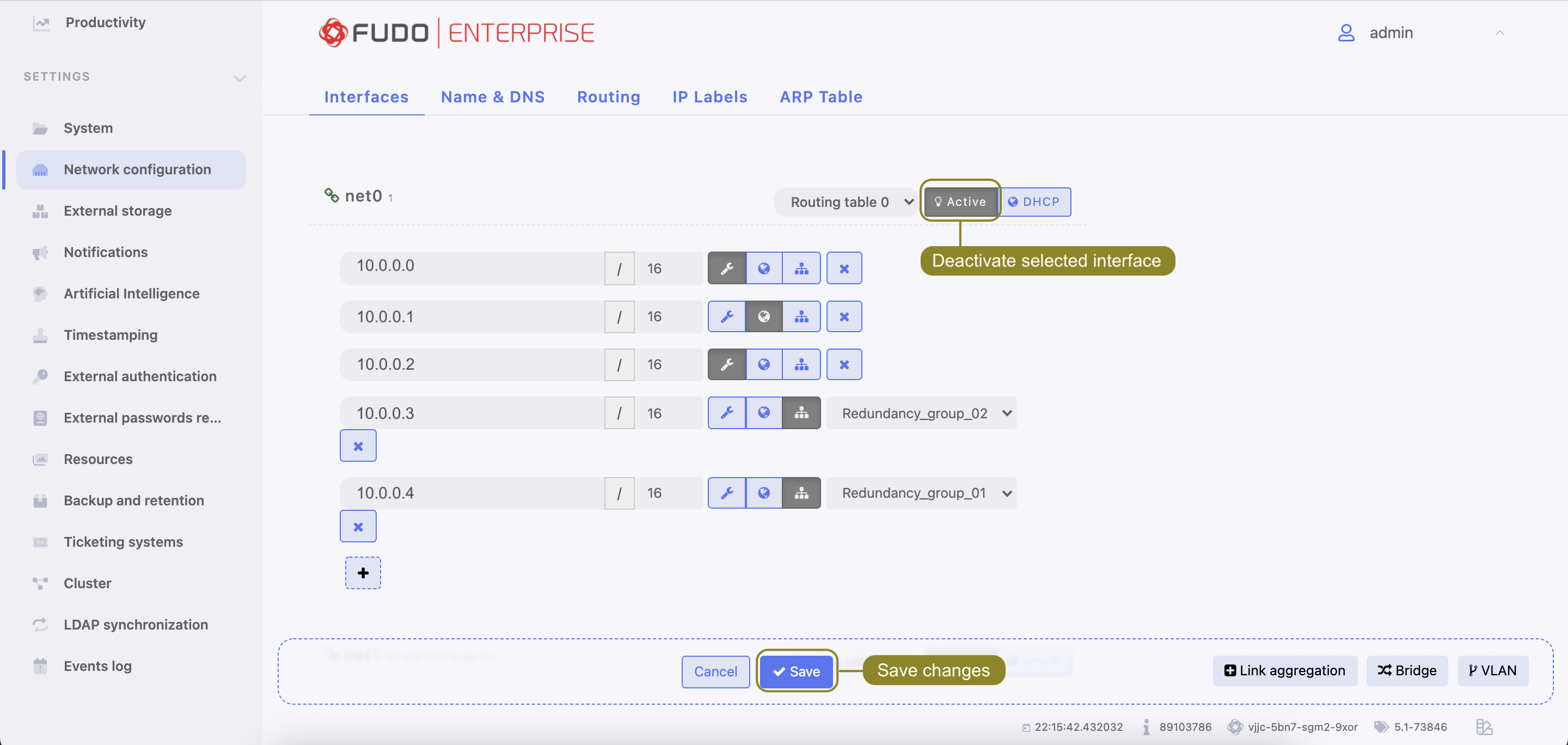 Network Interfaces Configuration — Fudo Enterprise 55 System Documentation